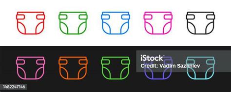 세트 라인 아기 흡수성 기저귀 아이콘은 흑백 배경에 분리되어 있습니다 벡터 가꿔주기에 대한 스톡 벡터 아트 및 기타 이미지 가꿔주기 검은색 구멍이 많은 Istock