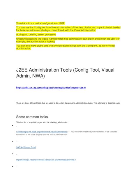 J2ee Administration Tools Config Tool Visual Admin Nwa Pdf Java