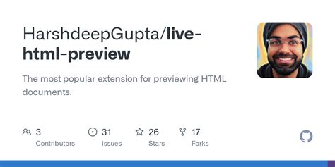 Github Harshdeepguptalive Html Preview The Most Popular Extension For Previewing Html Documents