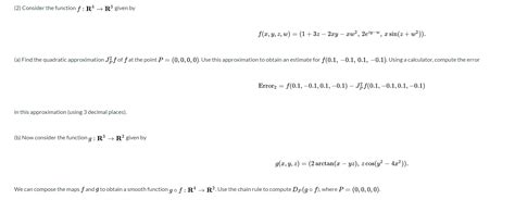 2 consider the function f r4 → rº given by f x y