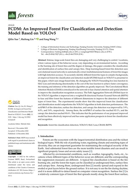 Pdf Fcdm An Improved Forest Fire Classification And Detection Model