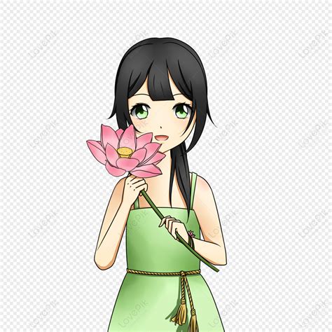 꽃을 들고 소녀 Png 일러스트 무료 다운로드 Lovepik