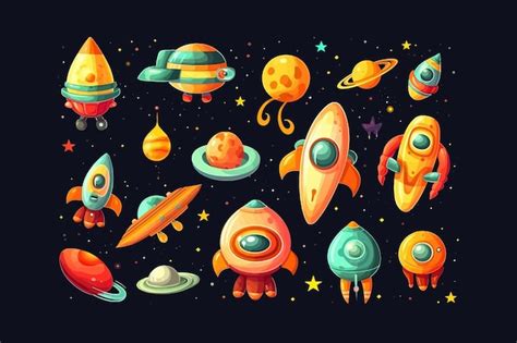 Premium Vector Cartoon Set Of Space Objects Isolated On Background Cartoon Vector Illustration