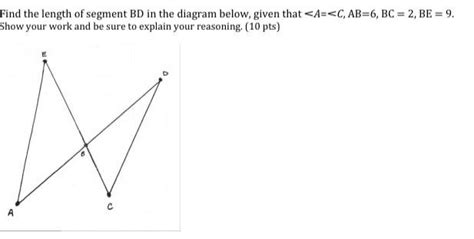 Solved Find The Length Of The Segment Bd In The Diagram