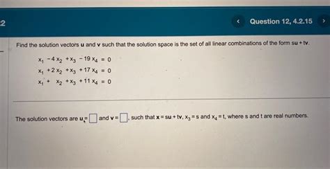 Solved Find The Solution Vectors U And V Such That The Chegg Com