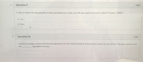 Solved Question 6 1 Pts Data In A Sql Query Can Come From