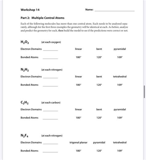 Solved Workshop 14 Name Part 2 Multiple Central Atoms Each Chegg Com