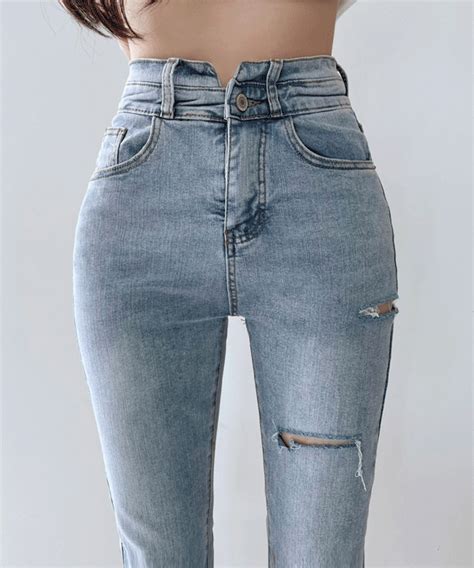 핏보장100 [살빠졌진 ] 데님 트임 일자핏 팬츠 에이블리