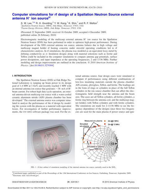 Pdf Computer Simulations For Rf Design Of A Spallation Neutron Source