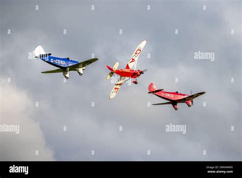 Comper Swift And 2 Chilton Dw 1a Airborne At The Race Day Airshow Held