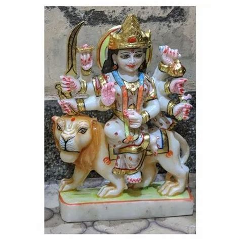 Hindu Painted Marble Durga Statue For Worship Size 3 Feet At Rs