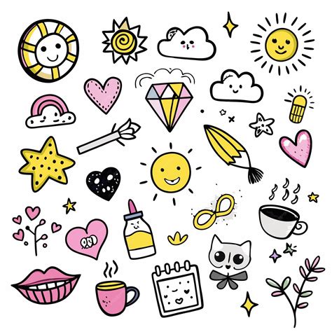 Cute Hand Drawn Doodle Stickers For Scrapbooking And Bullet Journaling