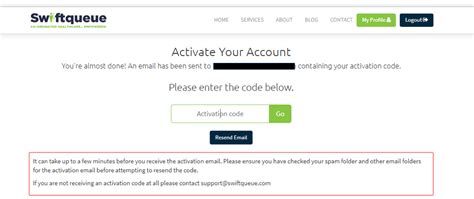 I Didn T Receive An Activation Code As Part Of My Registration Swiftqueue Help Centre IE