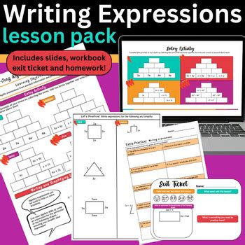 Writing And Simplifying Algebra Expressions Slides Workbook Exit Ticket HW