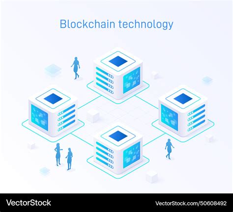 An Isometric Of A Blockchain Royalty Free Vector Image