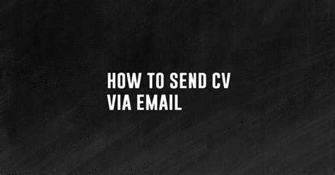 How To Send Cv Via Email