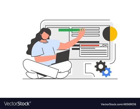Web Design Outline Concept With Character Scene Vector Image