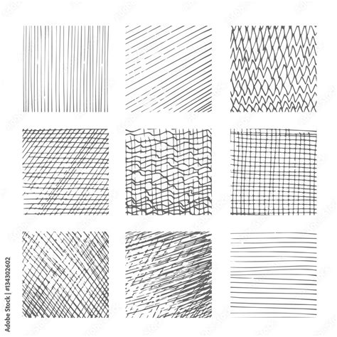 Hatching Textures Cross Lines Canvas Pattern Background Vector Set