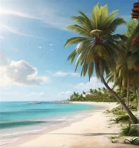 열대 야자수가 있는 해변 배경 디자인 생성 Ai 열렬한 잎 배경 배경 일러스트 및 사진 무료 다운로드 Pngtree