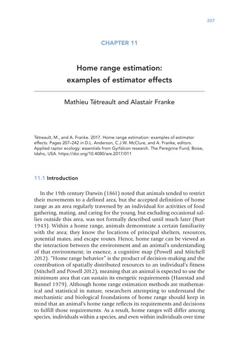 Pdf Home Range Estimation Examples Of Estimator Effects