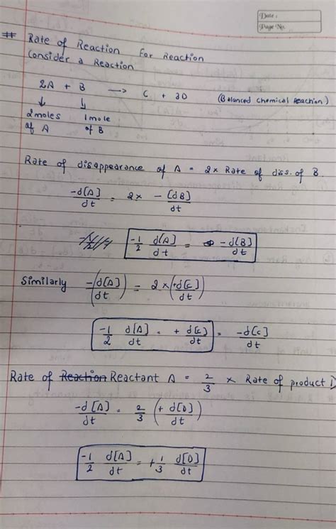 Rate Of Reaction For Reaction Consider A Reaction 2a B→c 3d→ B Balance