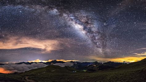 Milky Way On The Night Sky Hd [1920x1080] Night Sky Wallpaper Night