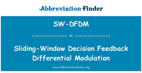 Sw Dfdm Stands For Sliding Window Decision Feedback Differential