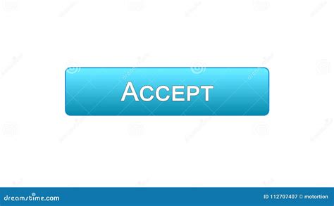 Accept Web Interface Button Blue Color Internet Site Design Online Service Stock Illustration