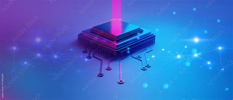 Microchip Brain Neural Of Ai Robot For High Technology Network Quantum