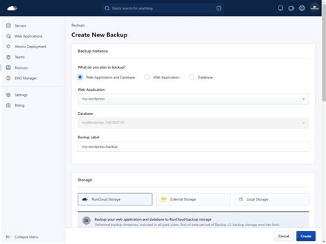 How To Create Web App And Database Backups Runcloud Docs