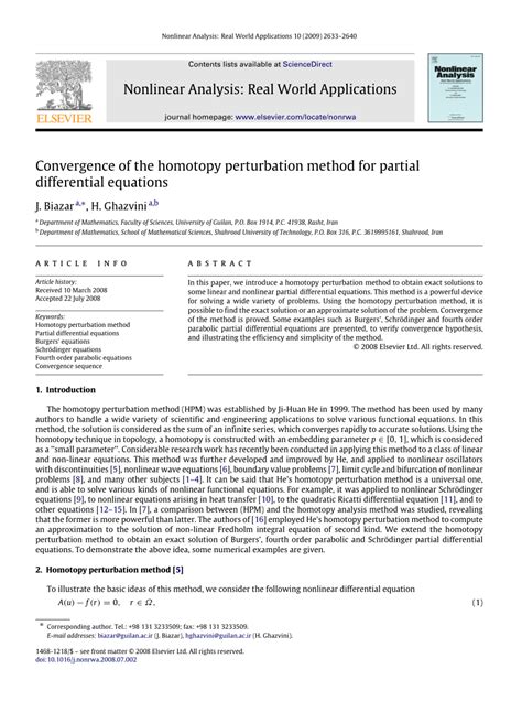 Pdf Convergence Of The Homotopy Perturbation Method For Partial Differential Equations