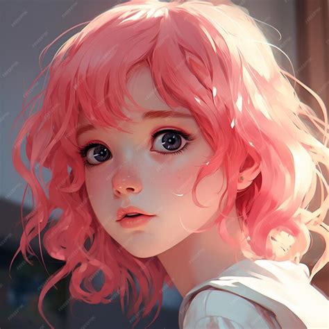 Premium Photo Anime Girl Face Pink Hair Wallpaper Flat Style Illustration