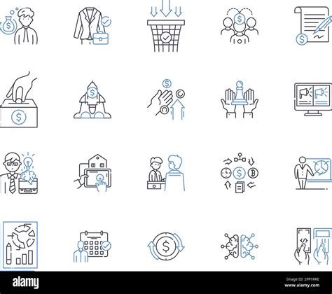 Organizational Judgment Line Icons Collection Assessment Collaboration Communication