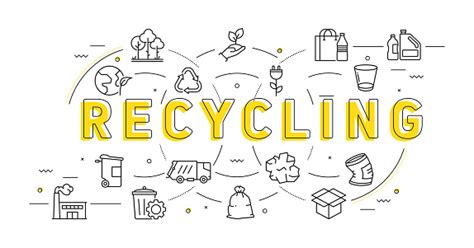 재활용 및 제로 폐기물 벡터 배너 디자인 개념 웹 사이트 프리젠 테이션 등에 대한 개요 선 아이콘 벡터 일러스트 템플릿 제로 웨이스트에 대한 스톡 벡터 아트 및 기타 이미지