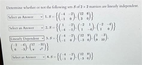Solved Determine Whether Or Not The Following Sets S Of 2×2