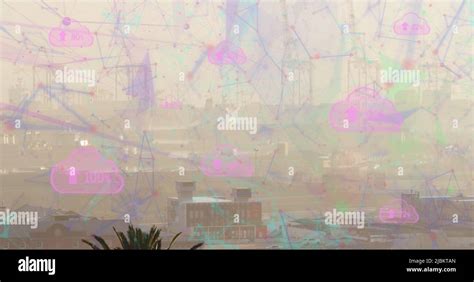 Multiple Cloud Icons With Increasing Percentage And Network Of