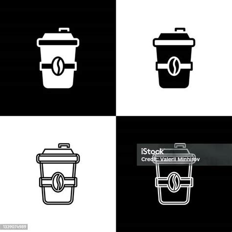 흑백 배경에 고립 된 아이콘을 이동 커피 컵을 설정합니다 벡터 검은색에 대한 스톡 벡터 아트 및 기타 이미지 검은색 단일 객체 동작 활동 Istock