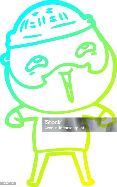 만화 행복한 수염 난 남자의 차가운 그라데이션 선 그리기 개성 개념에 대한 스톡 벡터 아트 및 기타 이미지 개성 개념 그라데이션 낙서 드로잉 Istock