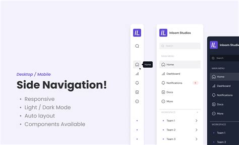 Side Navigation Desktop Mobile Figma