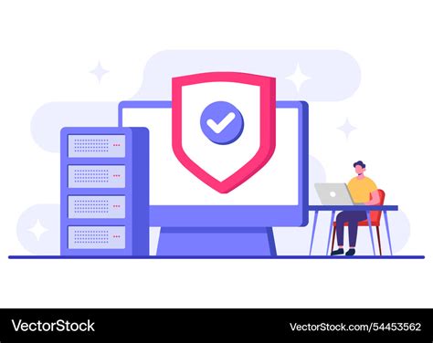 Database Protection Cyber Security Data Center Vector Image