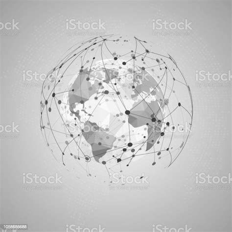 추상 인터넷 개념입니다 세계 다각형 지도 및 시각화 총 네트워크 구조 벡터 일러스트 레이 션 행성에 대한 스톡 벡터 아트 및 기타 이미지 Istock