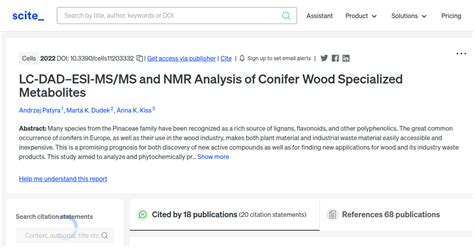 Lc Dad Esi Ms Ms And Nmr Analysis Of Conifer Wood Specialized Metabolites