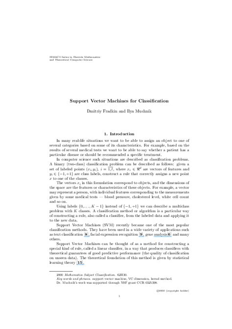 pdf support vector machines for classification