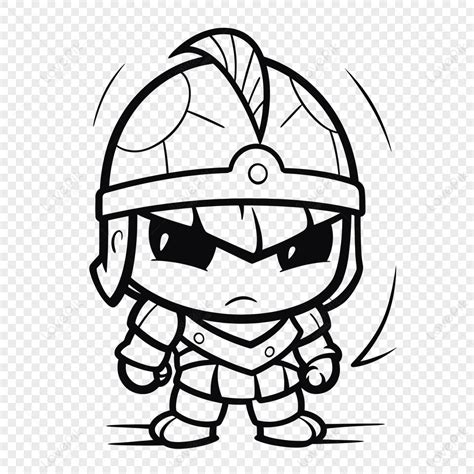 작은 갑옷 윤곽 스케치가 있는 작은 캐릭터의 흑백 그림 벡터개요 예술선 그리기 Png 일러스트 무료 다운로드 Lovepik