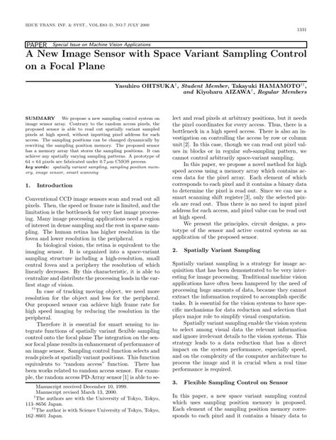 Pdf A New Image Sensor With Space Variant Sampling Control On A Focal