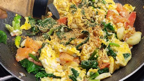 뚝딱 요리 토마토달걀 시금치볶음