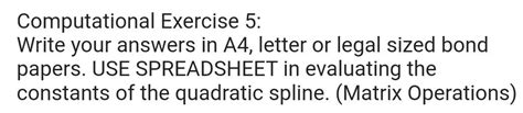 Solved Computational Exercise 5 Write Your Answers In A4