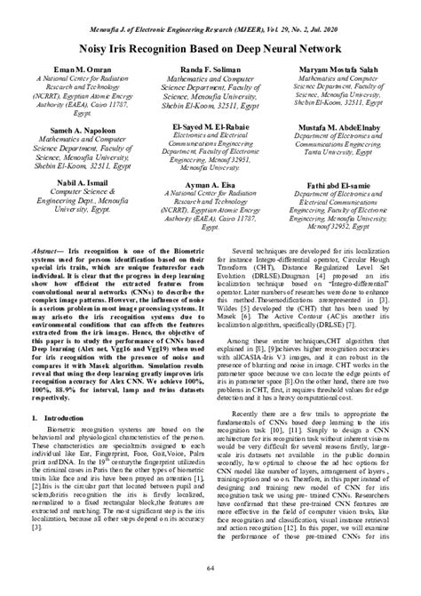 Pdf Noisy Iris Recognition Based On Deep Neural Network