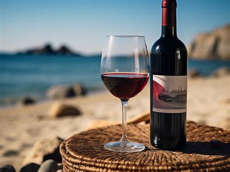 Premium Photo Red Wine On A Sandy Beach A Perfect Coastal Evening