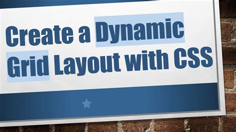 create a dynamic grid layout with css youtube